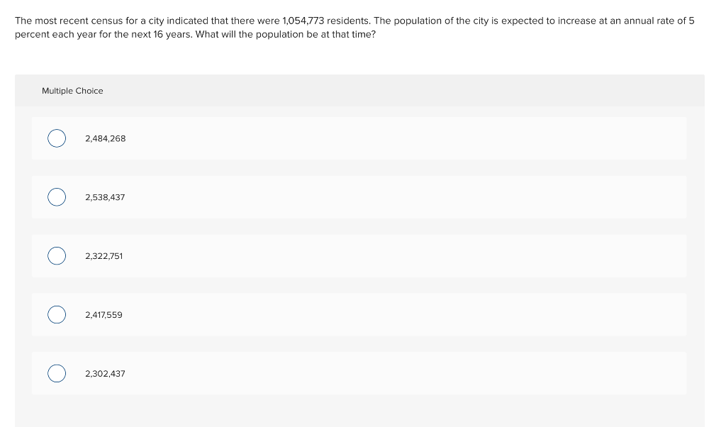Solved The most recent census for a city indicated that | Chegg.com