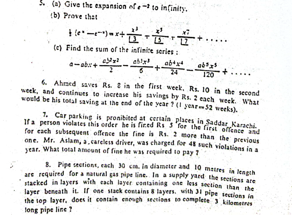 Solved 5. (a) Give the expansion of e- to infinity: (b) | Chegg.com