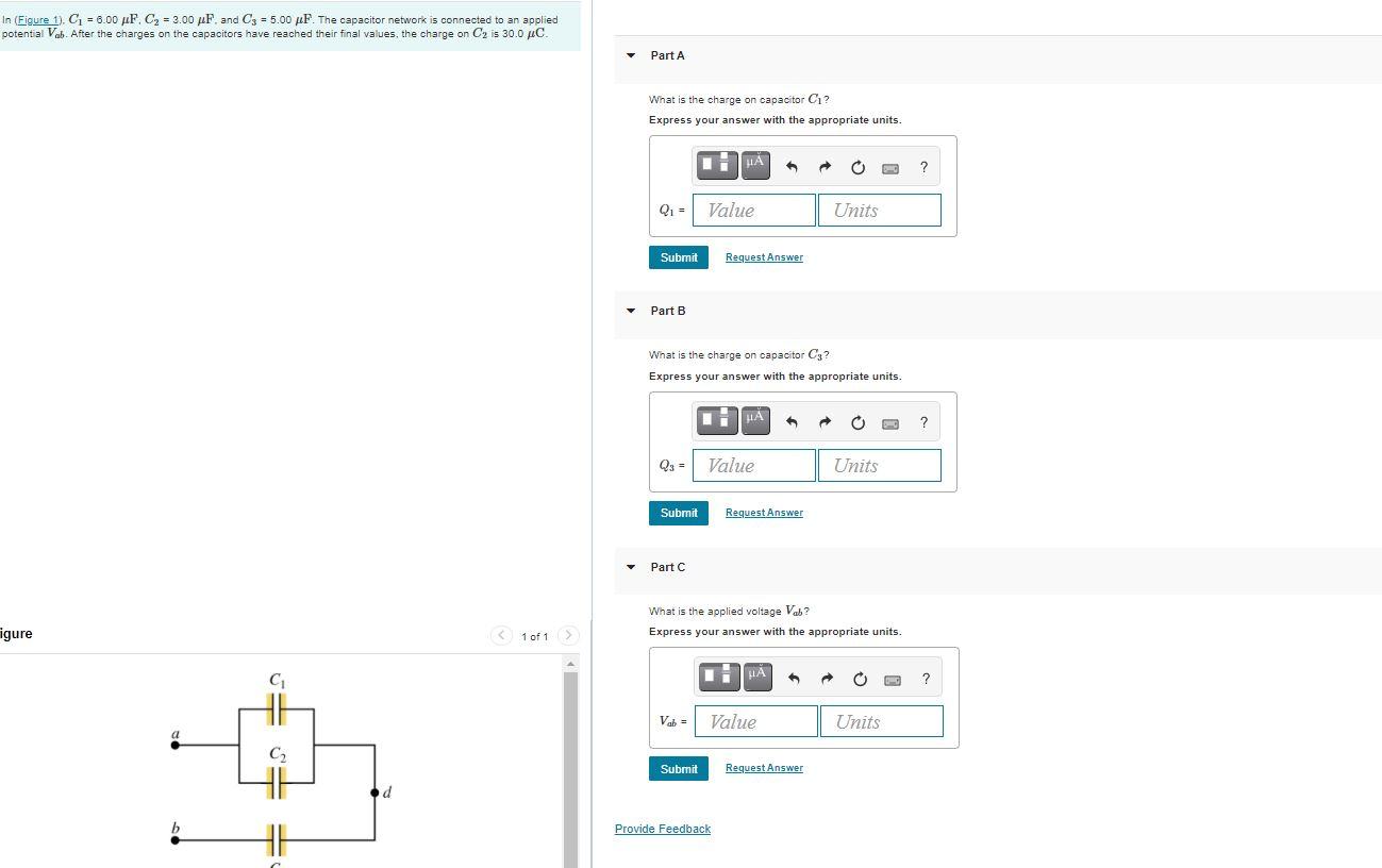 Solved in (Eigure 1). G = 8.00 pF. C2 = 2.00 pF. and C3 = | Chegg.com