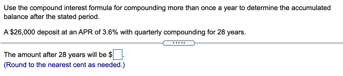 Solved Use the compound interest formula for compounding | Chegg.com