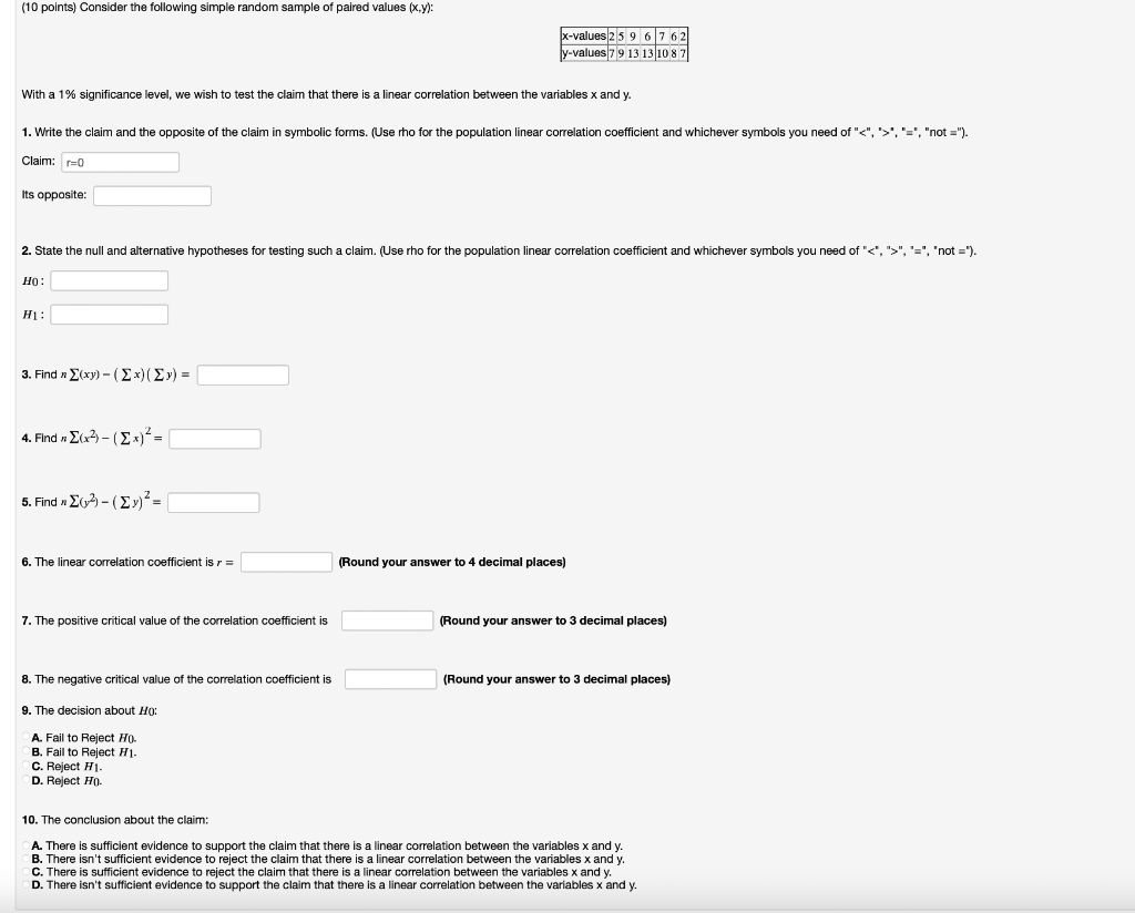 Solved (10 points) Consider the following simple random | Chegg.com