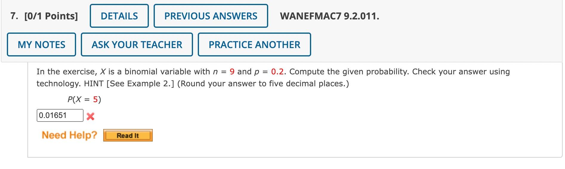Solved In the exercise, X is a binomial variable with n=9 | Chegg.com