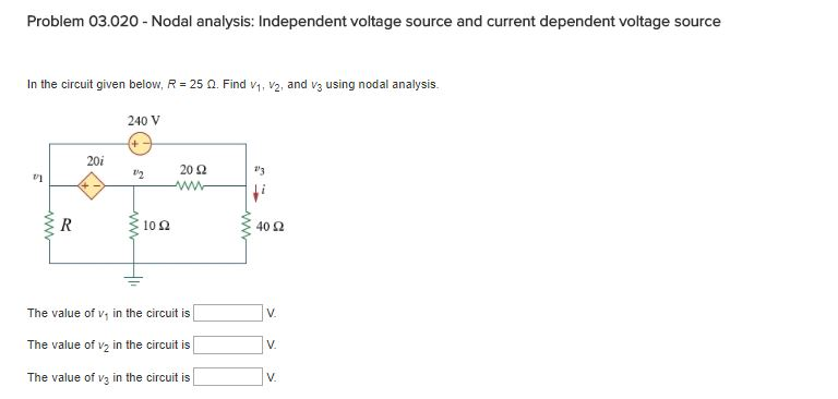 Solved Problem 03020 Nodal Analysis Independent Voltage 8529