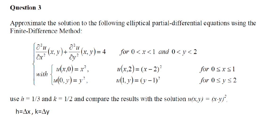 Solved Approximate the solution to the following elliptical | Chegg.com