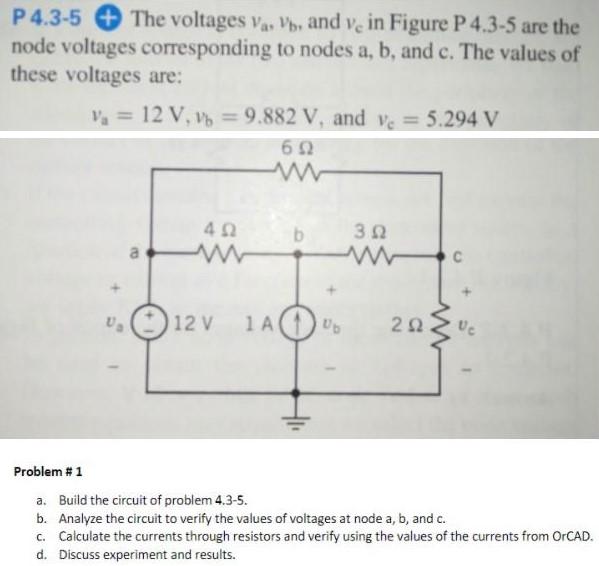 Solved P 4.3-5 The voltages va, Vs, and ve in Figure P 4.3-5 | Chegg.com