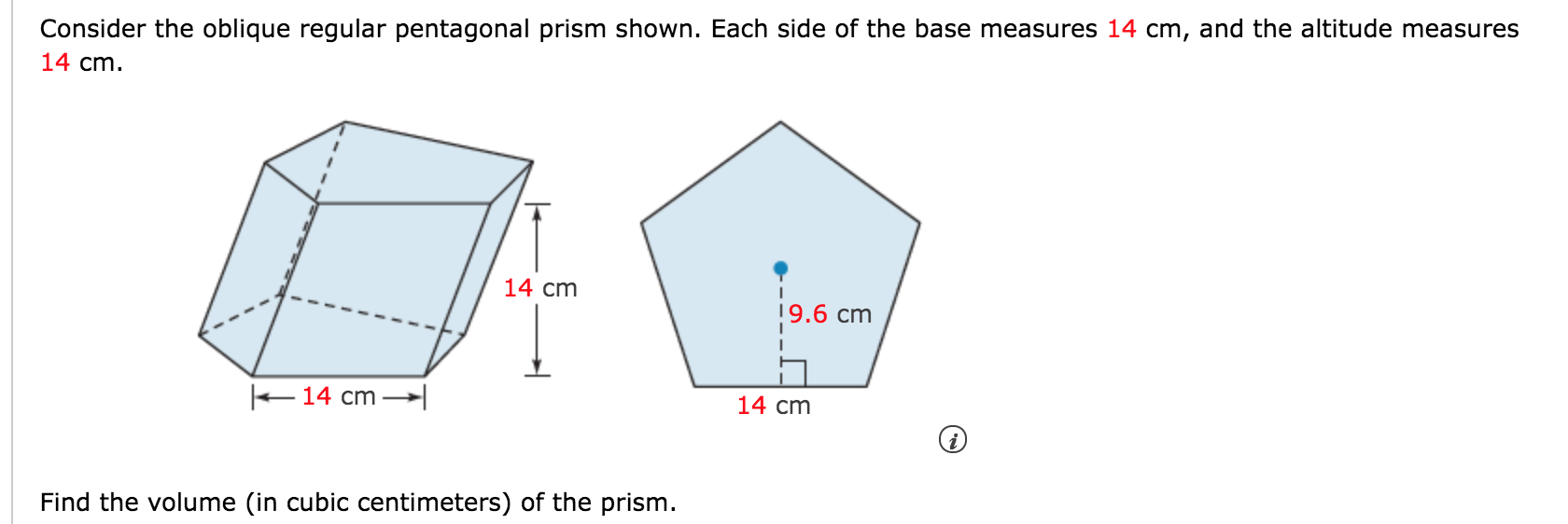 Solved Consider the oblique regular pentagonal prism shown. | Chegg.com