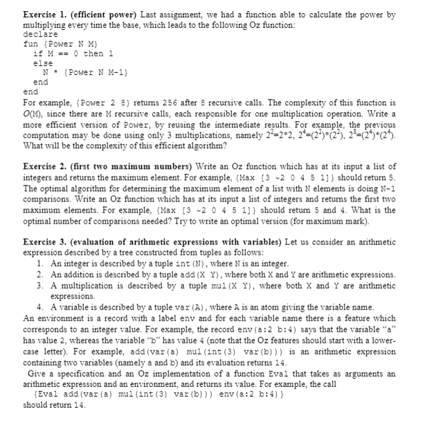Solved Exercise 1. (efficient power) Last assignment, we had | Chegg.com