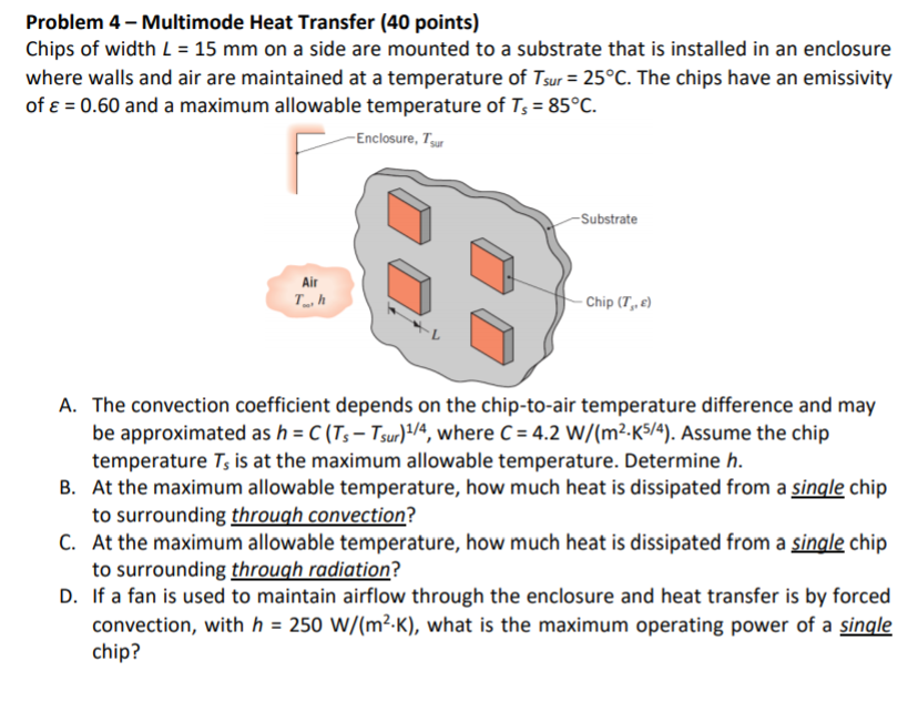 Solved Problem 4 - Multimode Heat Transfer (40 points) Chips | Chegg.com