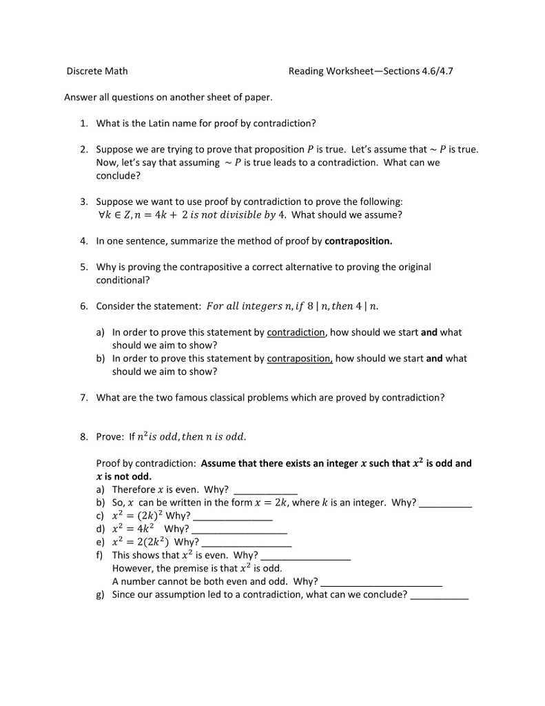 Solved Discrete Math Reading Worksheet-Sections 4.6/4.7 | Chegg.com