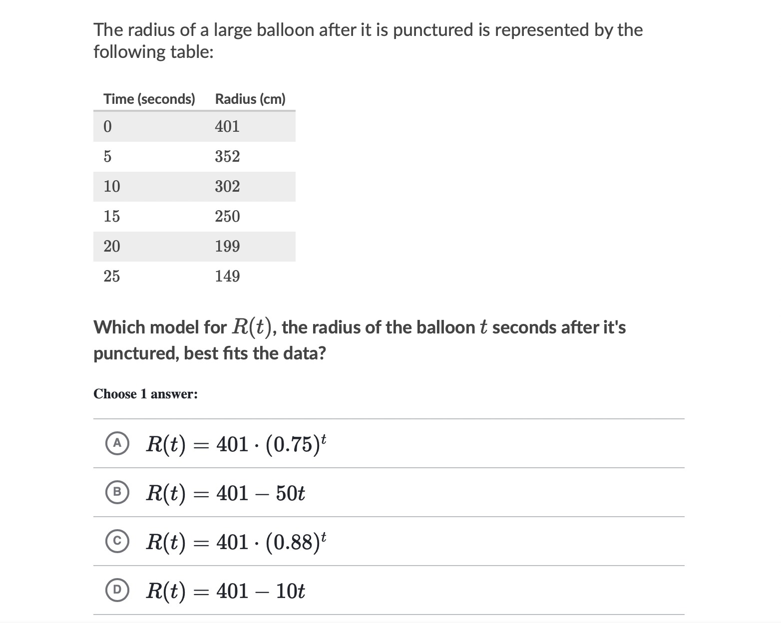 [Solved]: The radius of a large balloon after it is punctur