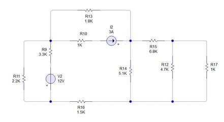 Solved R13 18K 12 ЗА R10 1K R9 R15 68K 3.3K R12 R17 R14 5.1K | Chegg.com