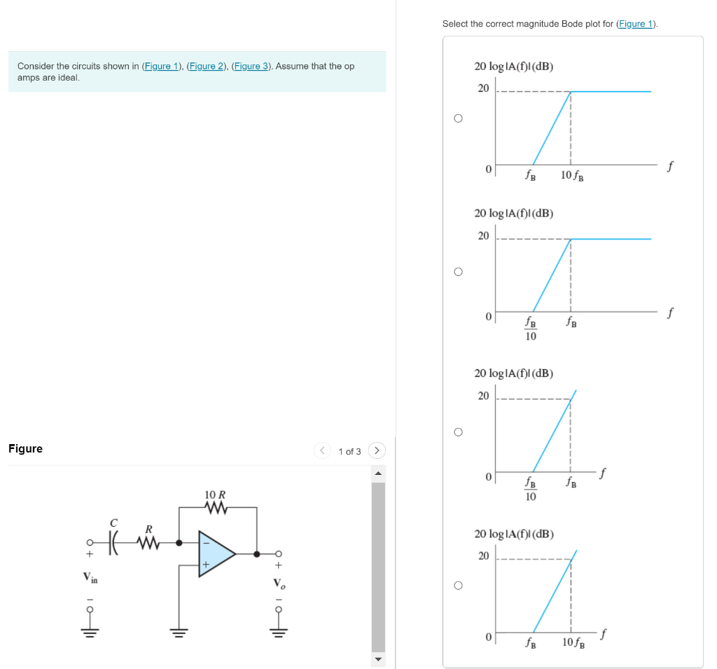 Solved Select the correct magnitude Bode plot for Consider | Chegg.com