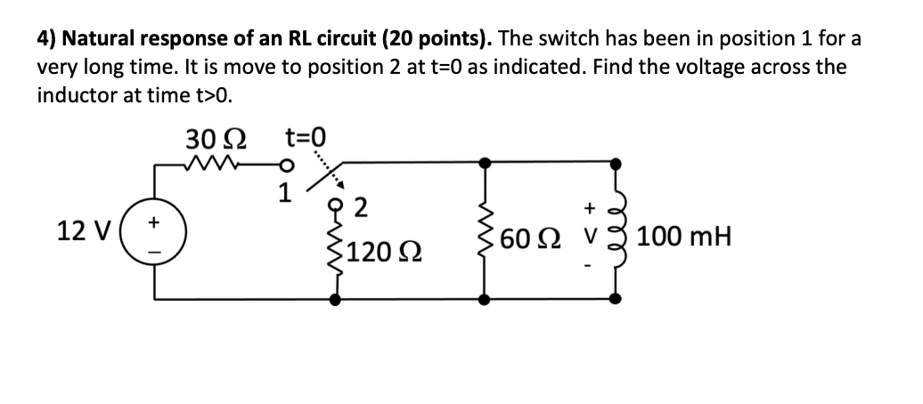 Solved 4) Natural response of an RL circuit (20 points). The | Chegg.com