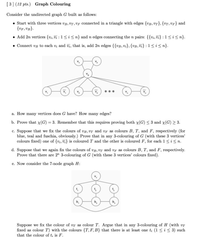 Solved [3] (12 pts.) Graph Colouring Consider the undirected | Chegg.com