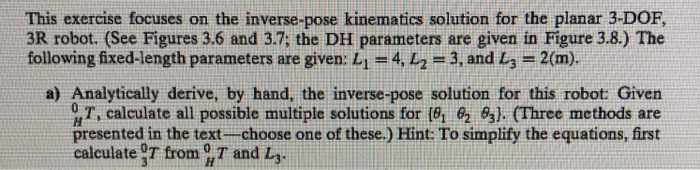 This exercise focuses on the inverse-pose kinematics | Chegg.com