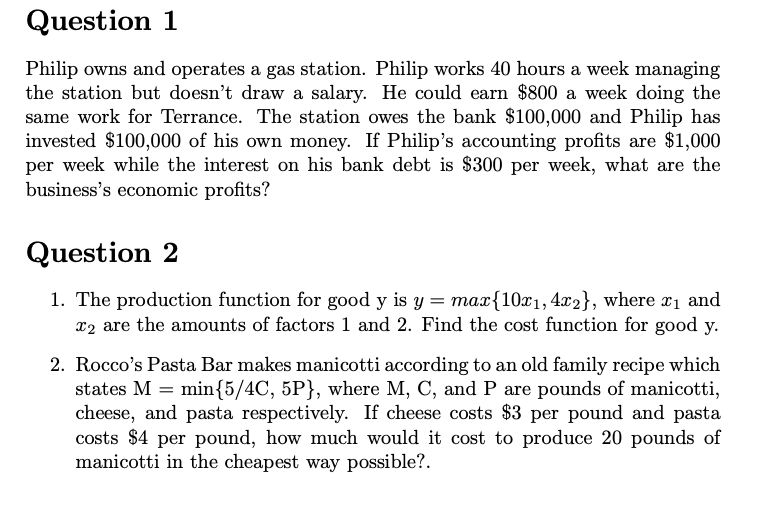 Solved Philip owns and operates a gas station. Philip works | Chegg.com
