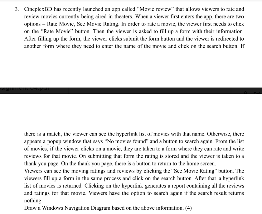 Draw a Windows Navigation Diagram based on the above | Chegg.com