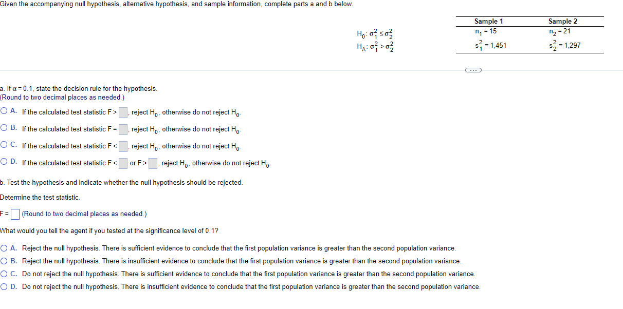 Solved Given the accompanying null hypothesis, alternative | Chegg.com