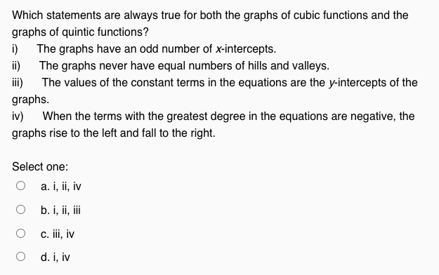 Solved Which statements are always true for both the graphs | Chegg.com