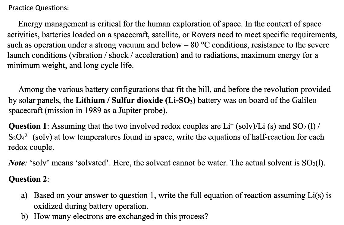 Solved Practice Questions: Energy management is critical for | Chegg.com