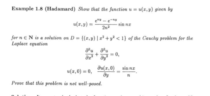 Solved Example 1.8 (Hadamard) Show that the function u = | Chegg.com
