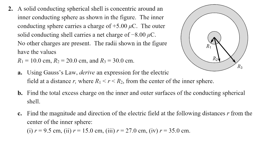 Solved R1 2. A solid conducting spherical shell is | Chegg.com