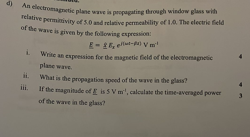 Solved An electromagnetic plane wave is propagating through | Chegg.com