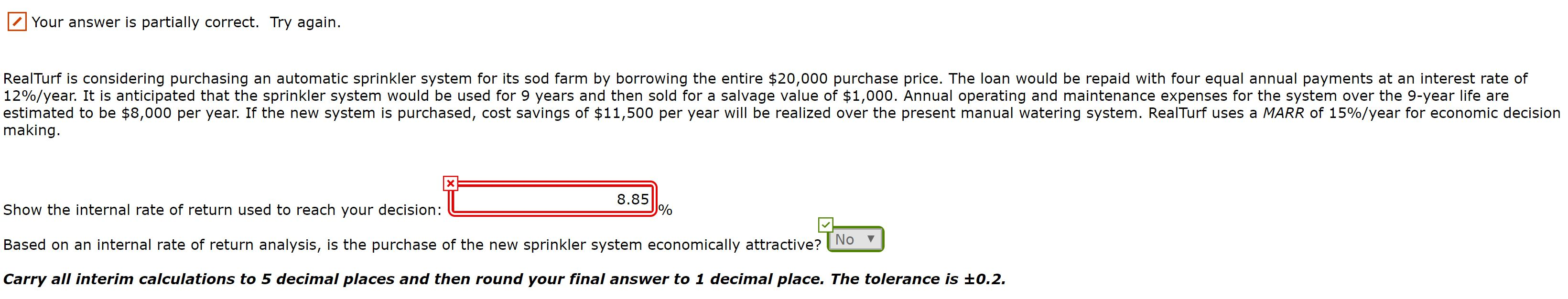 Solved Your answer is partially correct. Try again. RealTurf | Chegg.com
