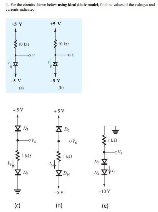 Solved 1. For the circuits shown below using ideal diode | Chegg.com