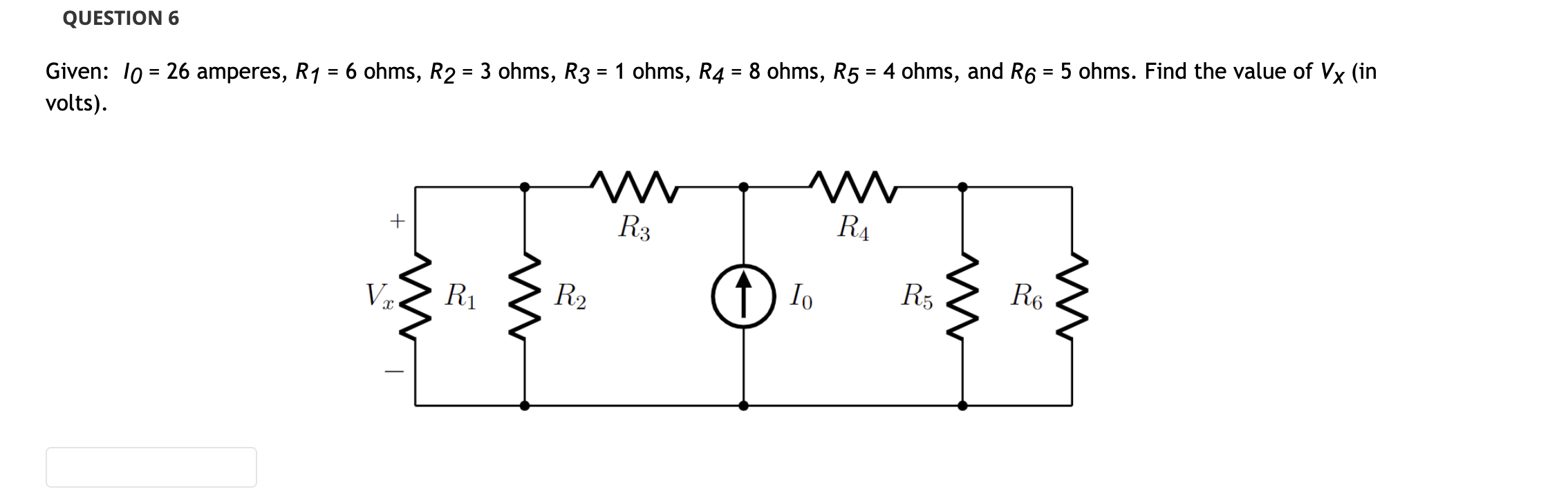 Solved Given: I0=26 amperes, R1=6 ohms, R2=3 ohms, R3=1 | Chegg.com | Chegg.com