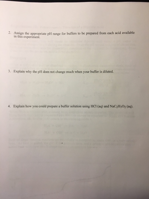 Prelab Calculations For Assigned Buffer Ssigned 