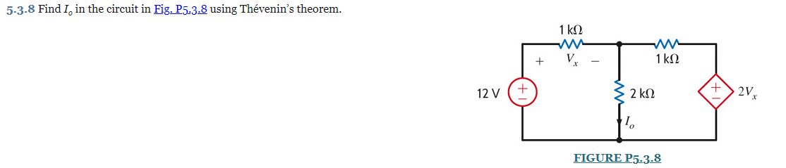 Solved 5.3.8 Find I0 in the circuit in Fig. P5.3.8 using | Chegg.com
