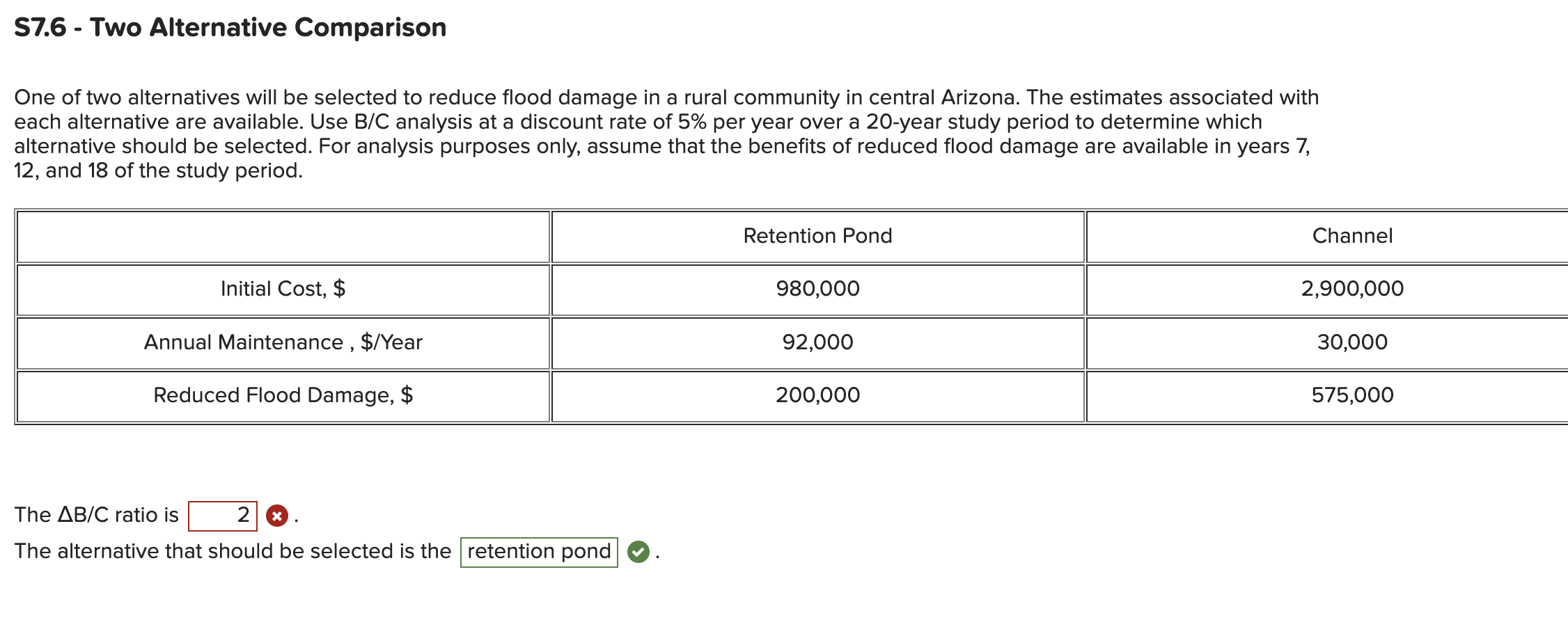 Solved S7.6 - Two Alternative Comparison One of two | Chegg.com