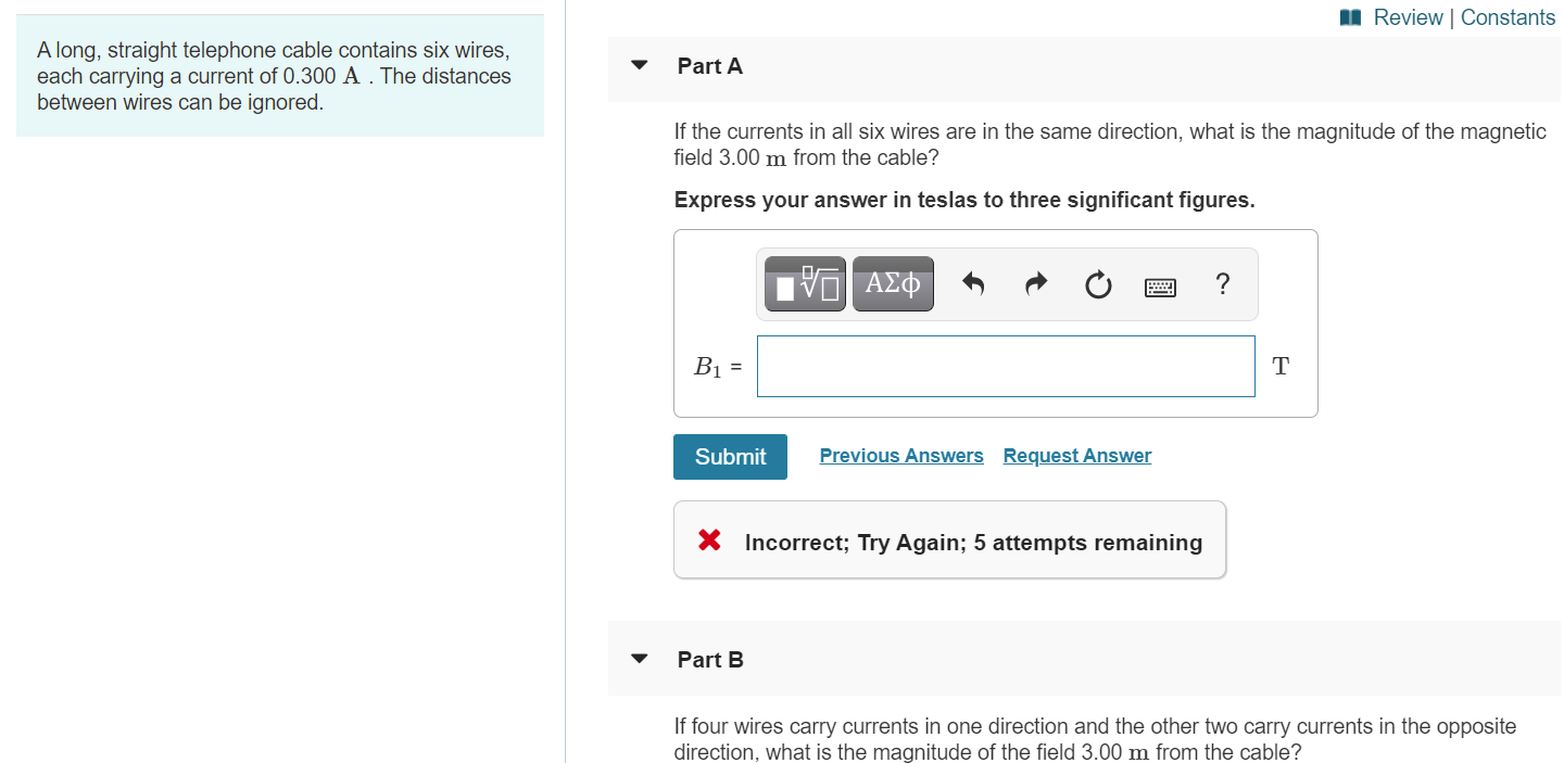 Solved A Review Constants A long, straight telephone cable | Chegg.com