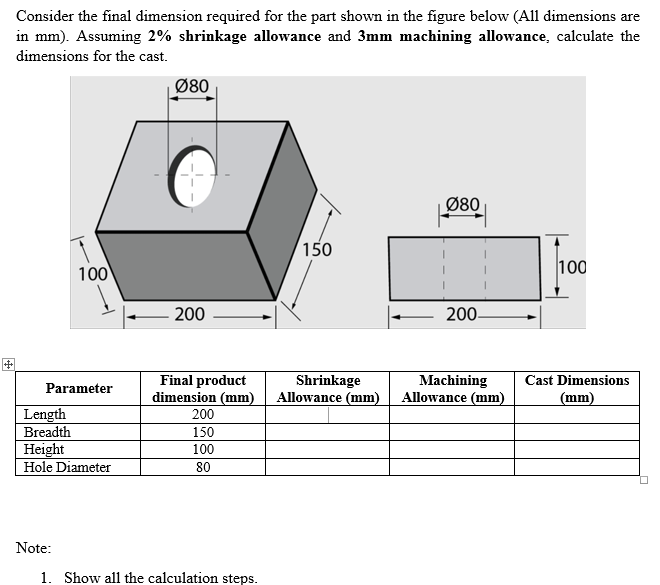 Solved Consider the final dimension required for the part | Chegg.com