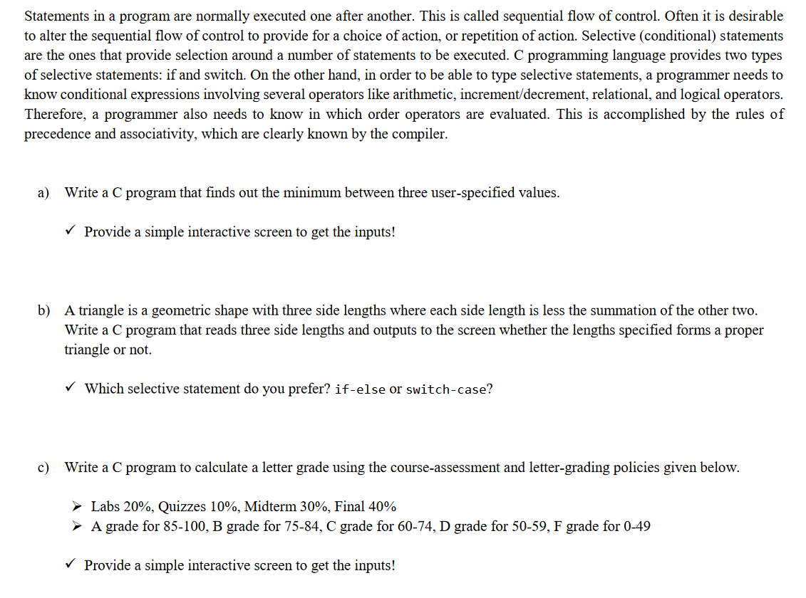 Solved Statements in a program are normally executed one | Chegg.com