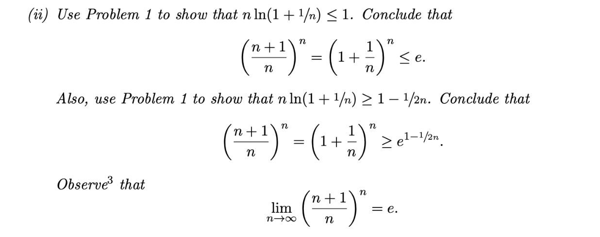 Solved (iv) Show that the series ∑n=1∞3nn!nn converges. You | Chegg.com