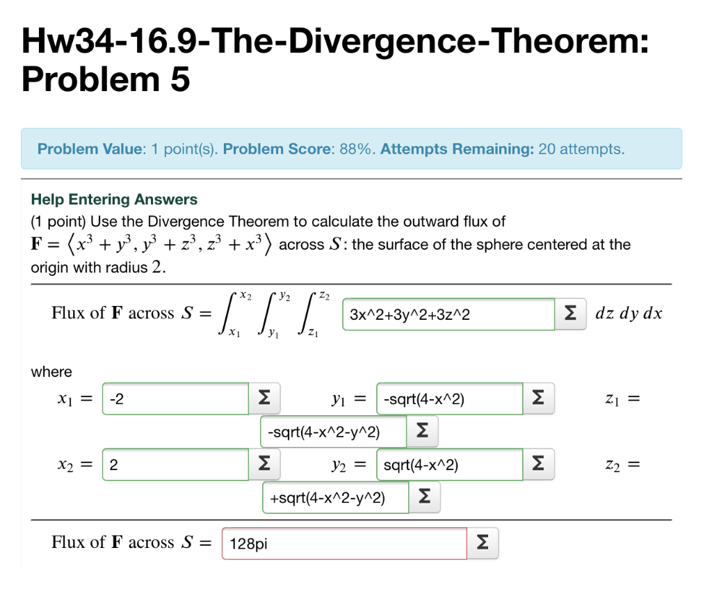 Solved Hw34-16.9-The-Divergence-Theorem: Problem 5 Problem | Chegg.com