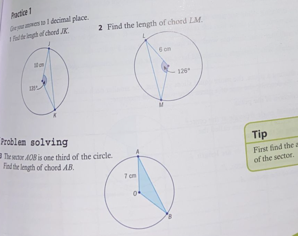 Solved Practice 1 2 Find the length of chord LM. Give your | Chegg.com