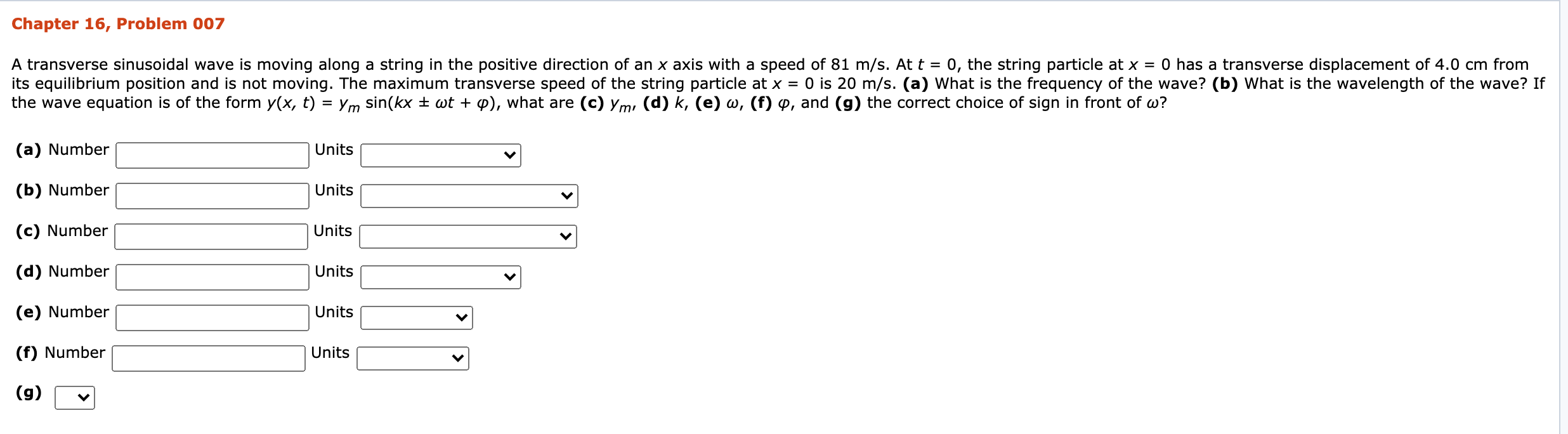 Solved Chapter 16 Problem 007 A Transverse Sinusoidal Wave