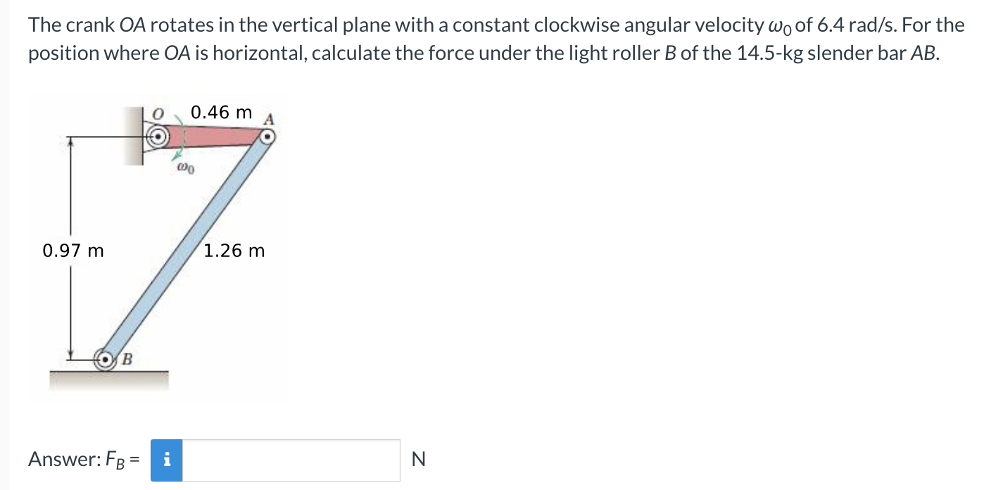 Solved The crank OA rotates in the vertical plane with a | Chegg.com