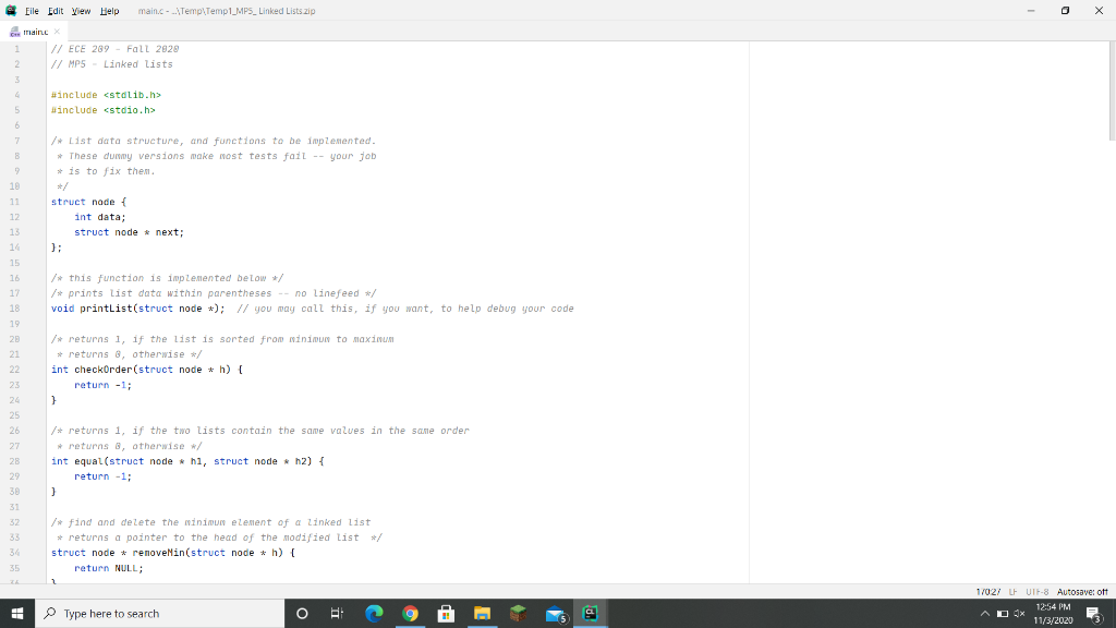 Solved Here is the C code that we have been provided with: | Chegg.com
