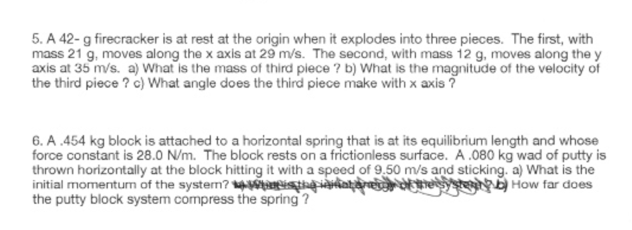 Solved 5. A 42-g firecracker is at rest at the origin when | Chegg.com