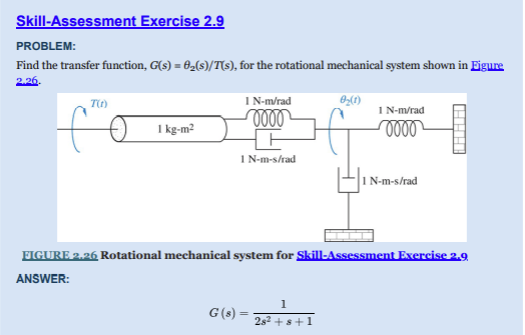 Solved Problem: Find the transfer function, \( | Chegg.com