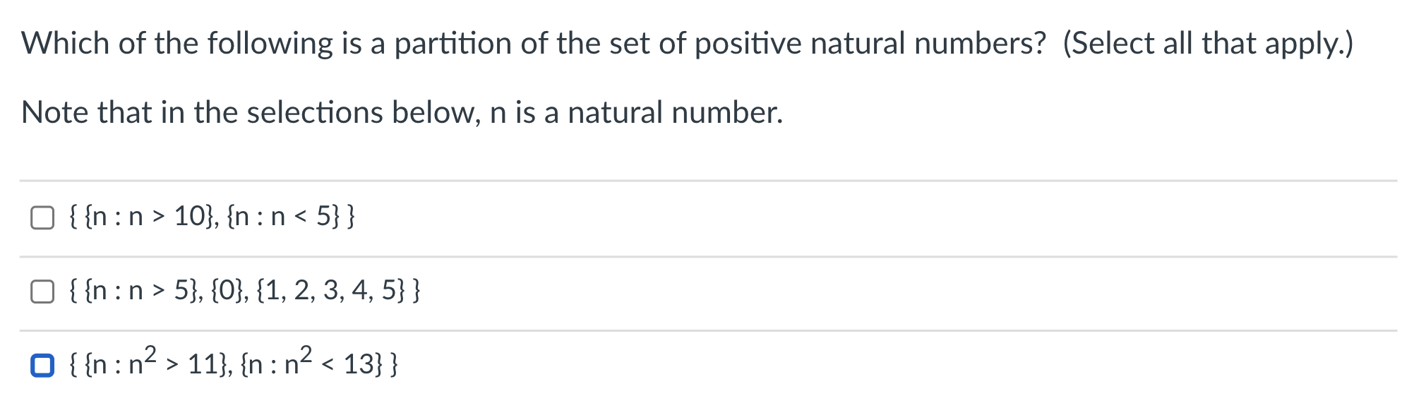 Solved Which of the following is a partition of the set of | Chegg.com