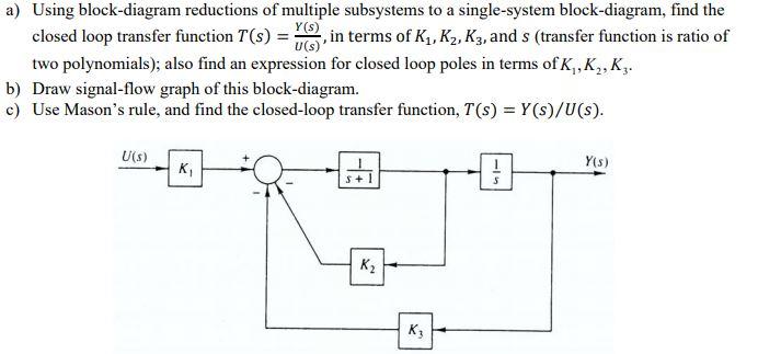 Solved a) Using block-diagram reductions of multiple | Chegg.com