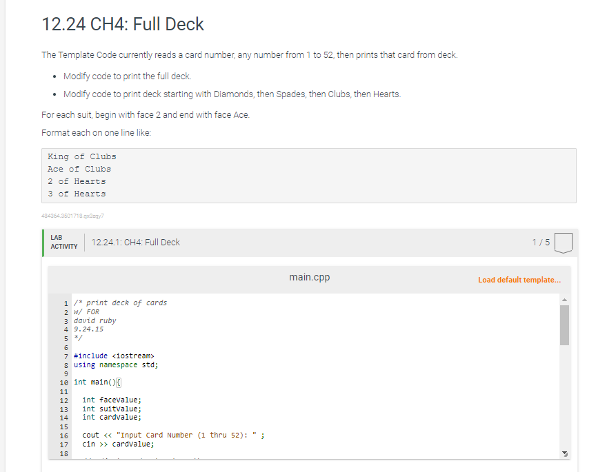 Solved The Template Code currently reads a card number, any | Chegg.com