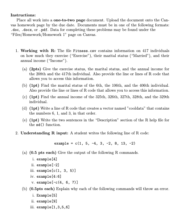 Solved Instructions: Place all work into a one-to-two page | Chegg.com