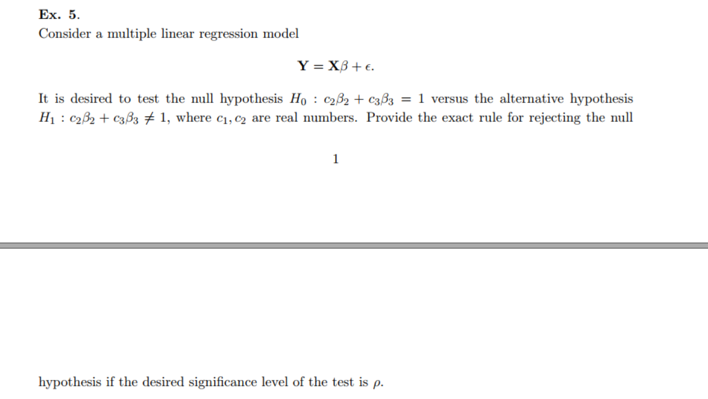 Solved Ex 5 Consider A Multiple Linear Regression Model Y 8351