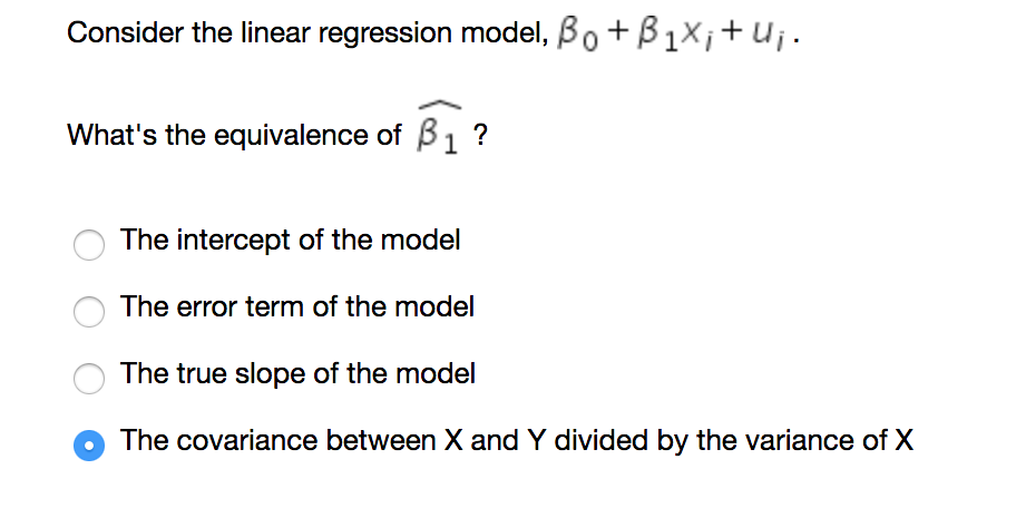Solved Consider the linear regression model, Bo+B1xi+Uj. | Chegg.com